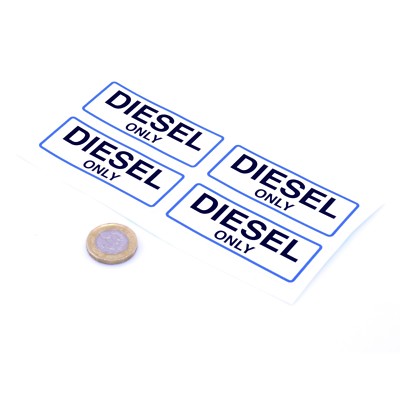 DIESEL ONLY Fuel Filler Cap STICKERS x4 75mm Flap Car Van Truck Wagon ...