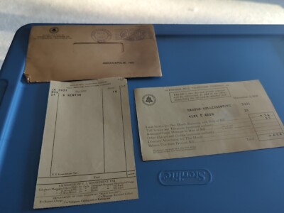1937 Indiana Bell Telephone Invoice Bill Receipt | eBay