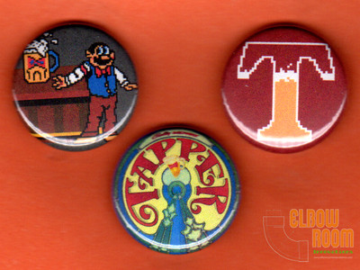 Set of three 1" Tapper pinback buttons pins arcade bally midway beer ...