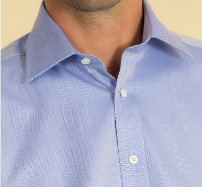 NEW HILDITCH & KEY SHIRT (-55% off retail price) IN A BLUE HERRINGBONE ...