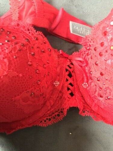 Nwt Victoria Secret Very Sexy Red Lace And Rhinestones Balconette