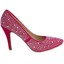 New women's shoes rhinestones high heel suede like pumps hot pink party ...
