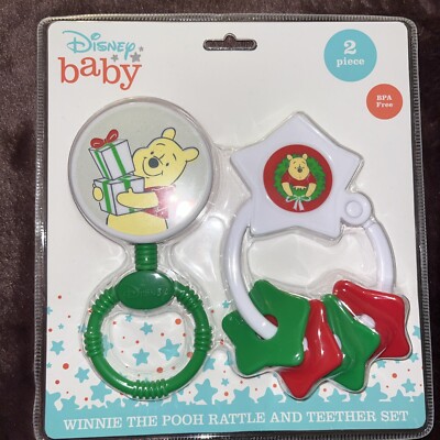 Disney Baby Winnie The Pooh Lollipop Rattle And Star Ring Teether | eBay