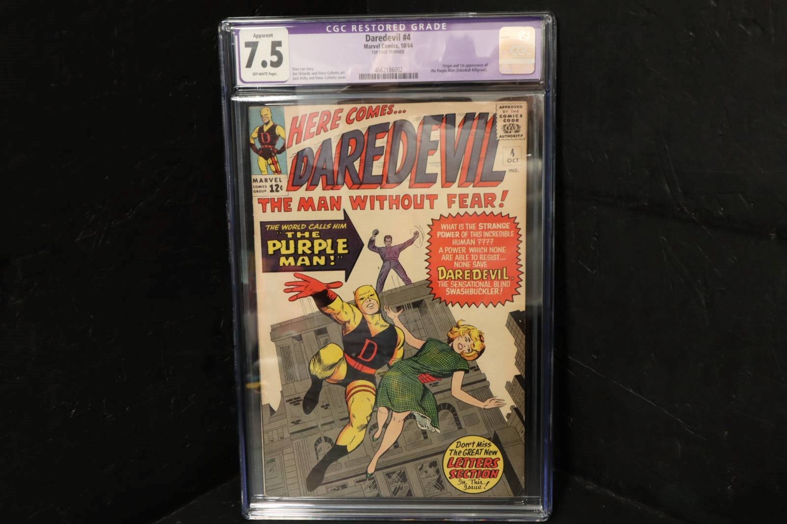 Daredevil #4 Marvel Comics 1964 Silver Age CGC 7.5 Restored POWERFUL ...