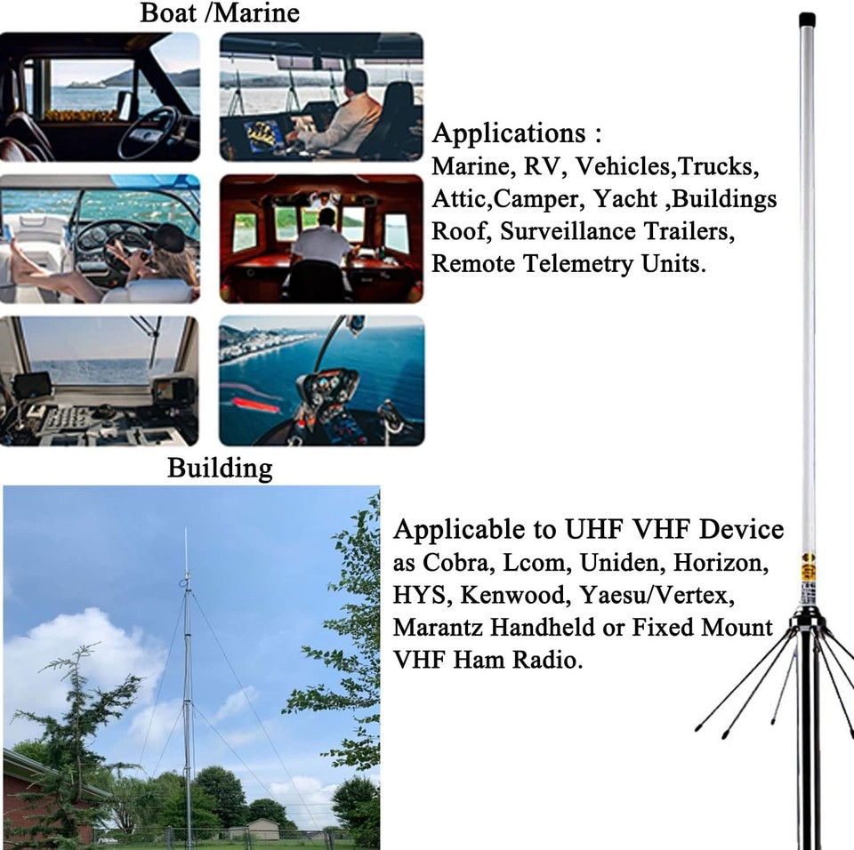 Dual Band Antenna 2m 70cm VHF UHF ham Radio Base Station 2 Meter only ...