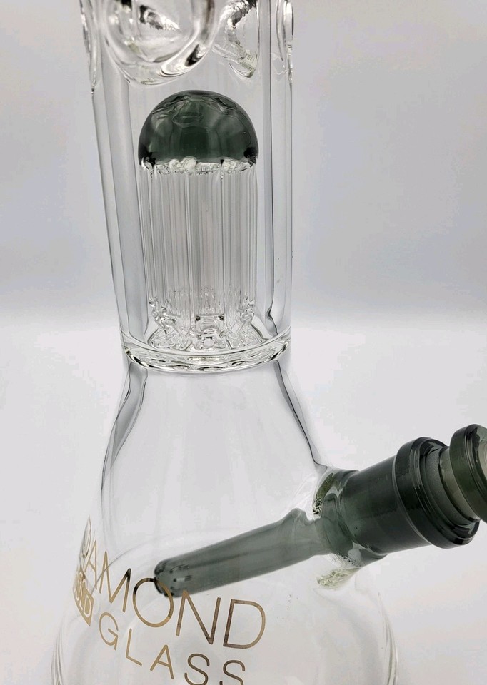 14" Diamond Glass Bong With Ashcatcher 7mm Heavy Bong W/ Multi Arm Tree ...