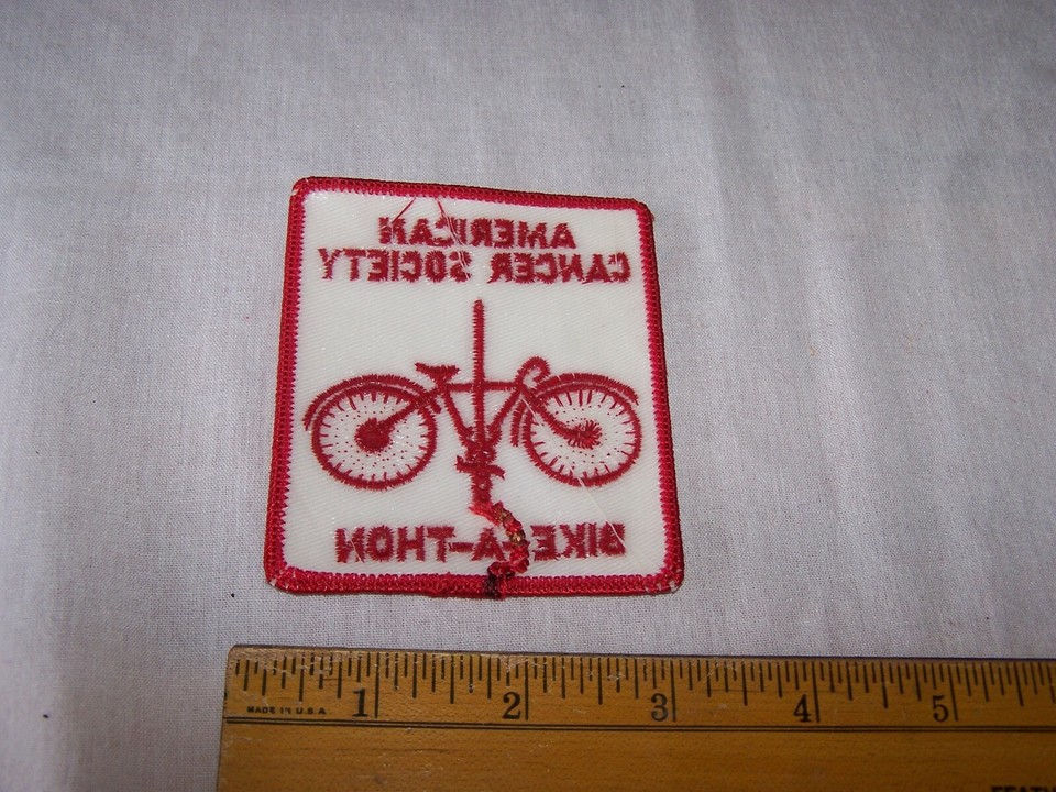 Vintage AMERICAN CANCER SOCIETY Bicycle Patch Cycling Event BIKE A THON ...