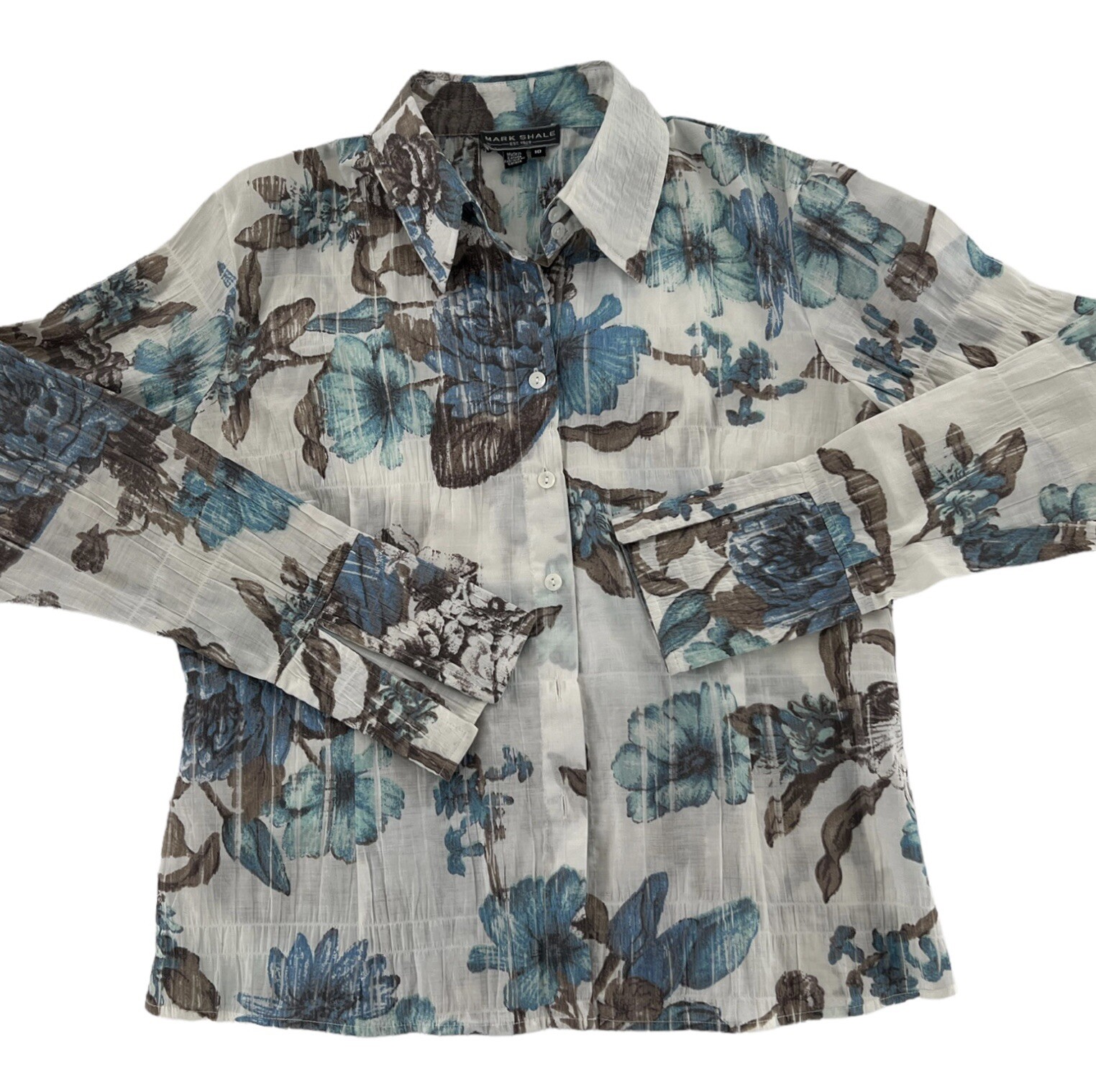 Mark Shale Women's Long Sleeve Floral Print Button Up Cotton Blend ...