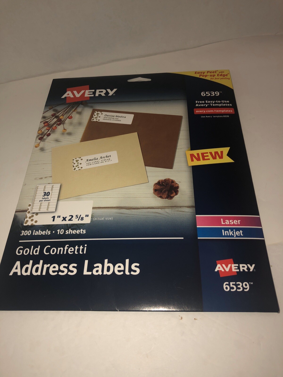 Avery 6539 Gold Confetti Address Labels 300 Count Laser/inkjet Ship for ...