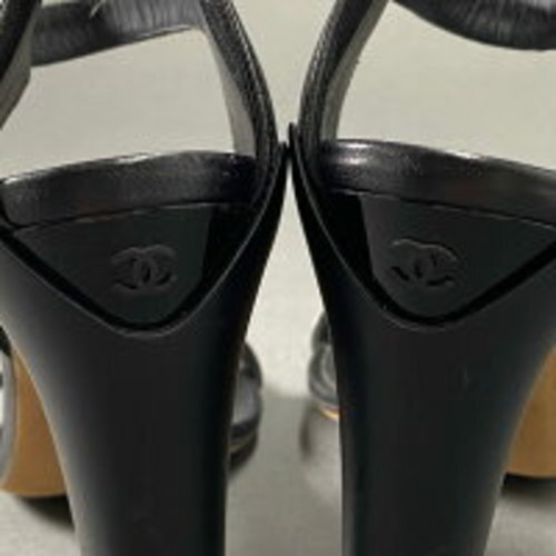 Authentic CHANEL Leather Strap Sandals Women’s Size 37.5 Black Used | eBay