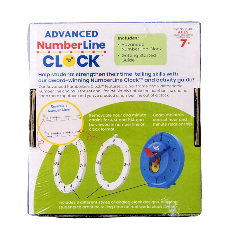 hand2mind Advanced Numberline Clock - Kids Learning Clock SEALED | eBay