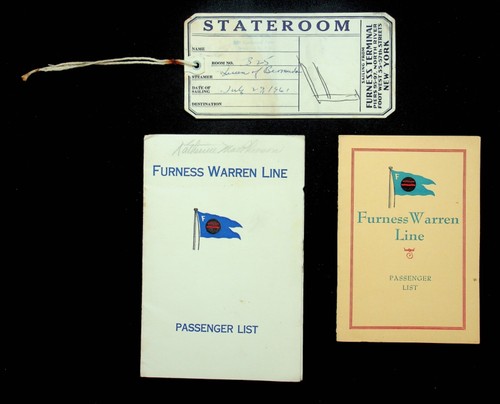 1952 FURNESS WARREN LINE RMS NOVA SCOTIA TWO PASSENGER LISTS/SHIPPING ...