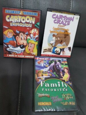 Lot of 3 DVDS Family Favorites: 5-Movie Set,Cartoon Explosion & Cartoon ...