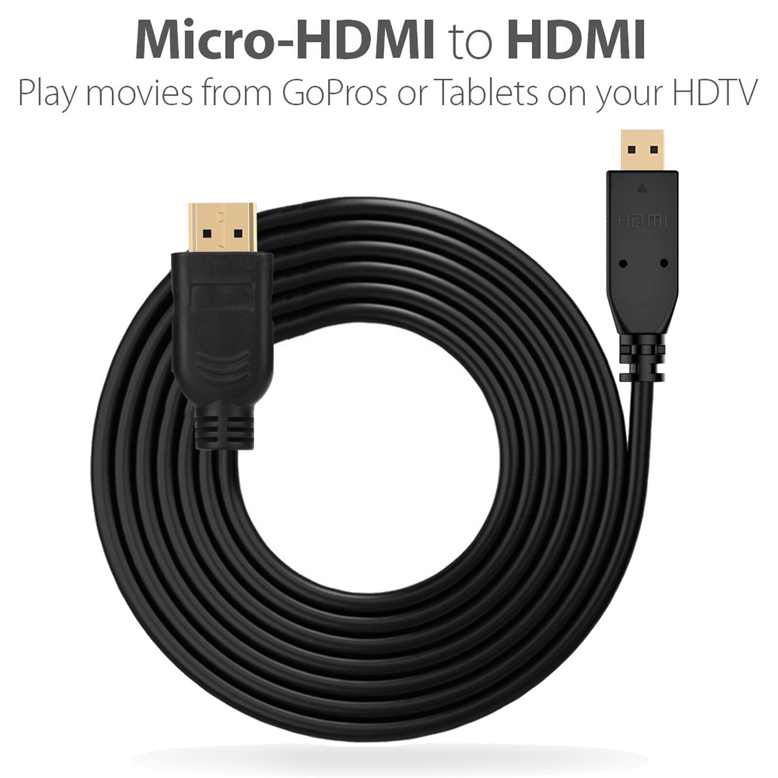 3m Micro HDMI to HDMI Cable GoPro Hero 7 Black Hero 6 Raspberry Pi 4 ...