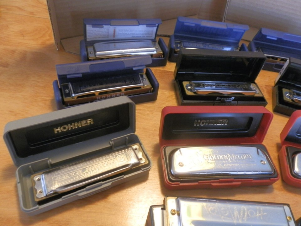 15 HARMONICAS DIFFERENT MAKERS,ALL IN EX COND,NEW AND USED IN CASES | eBay