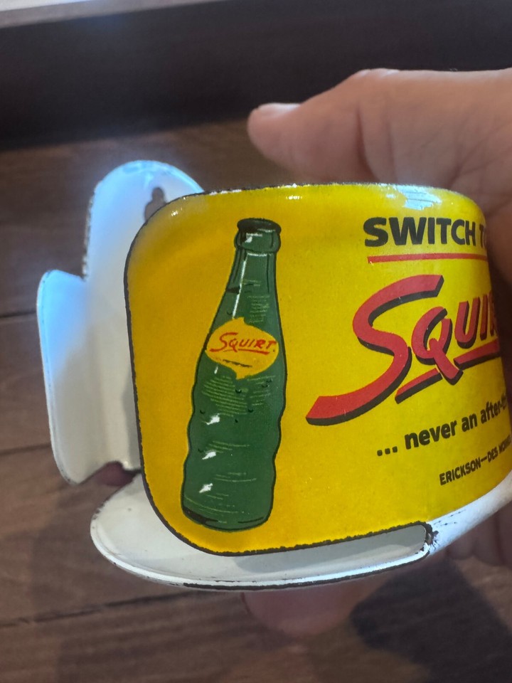 Vintage Squirt Soda Porcelain Advertising Sign String Holder Dispenser ...