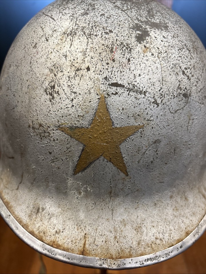 WW2 Fixed Bale Front Seam Military M1 Helmet Brigadier Generals 1 Star ...