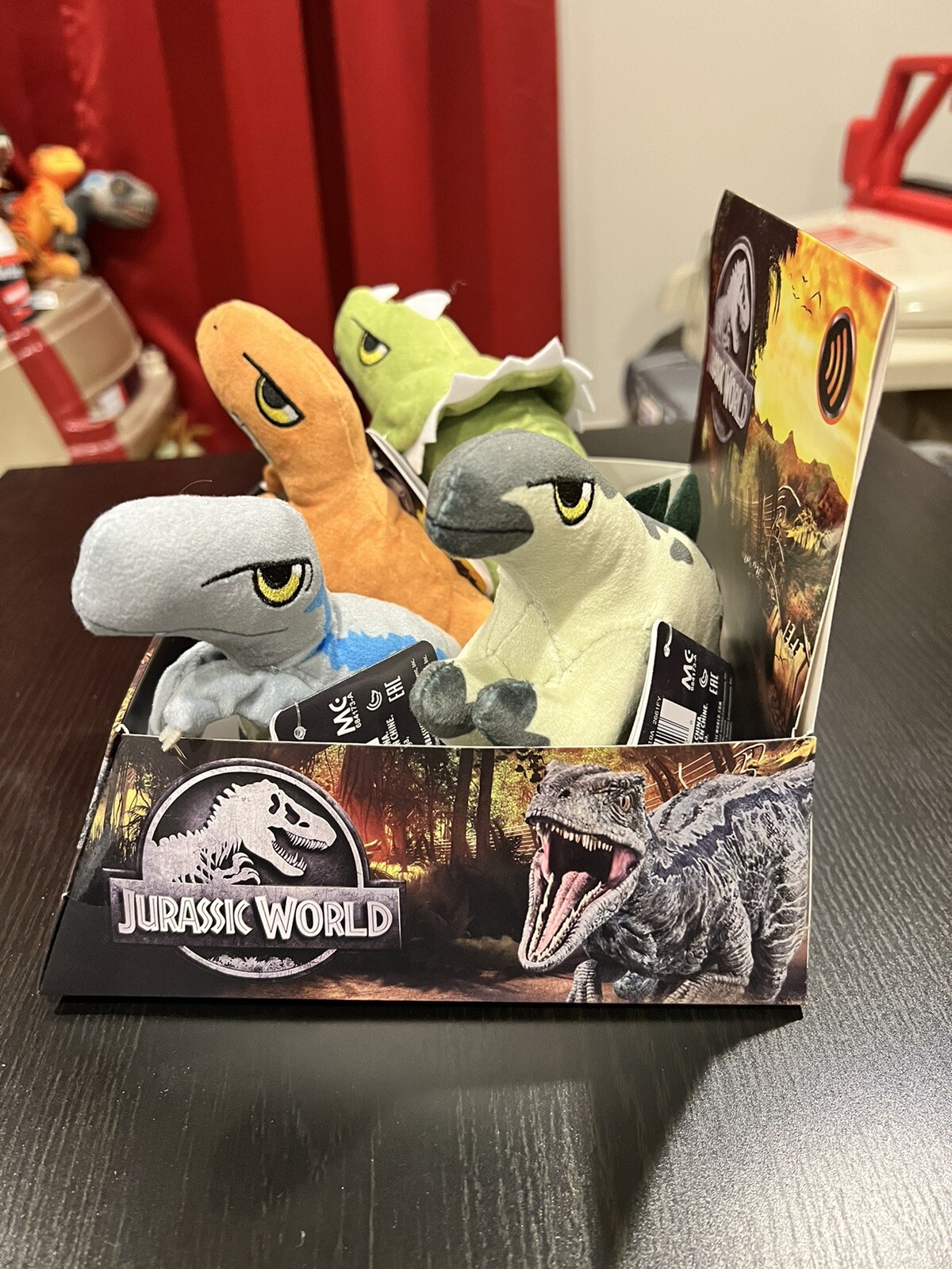 NEW Jurassic World Sound Plush Set Of 4 Triceratops Trex Blue Stego ...