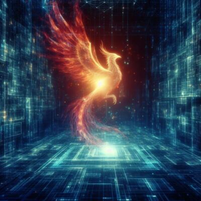 Transparent Phoenix Rising from a Digital Apocalypse Poster Art Print ...