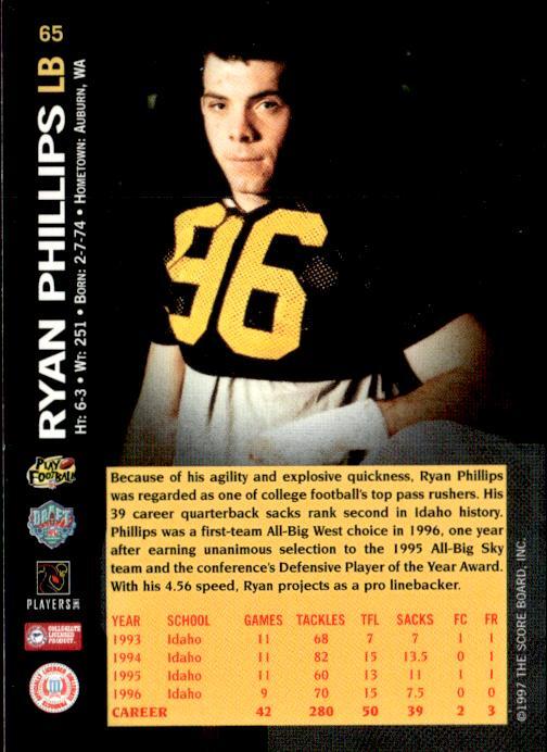 1997 Score Board NFL Rookies #65 Ryan Phillips | eBay