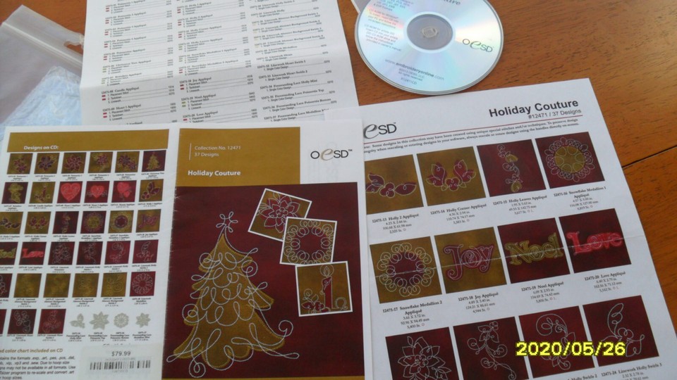 OESD Machine Embroidery Design CD Holiday Couture #12471 37 Designs | eBay