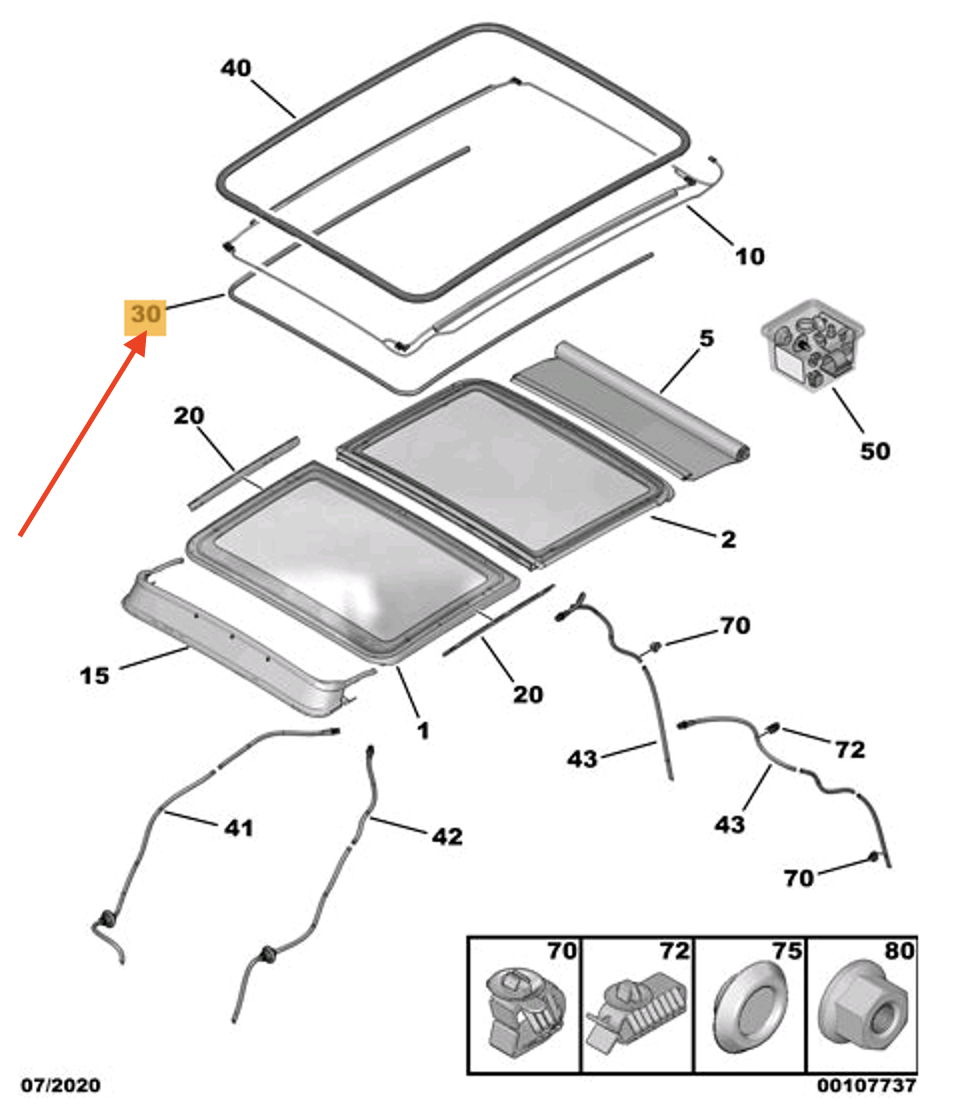 PEUGEOT 3008 Sunroof Seal 1618180380 New Genuine | eBay UK