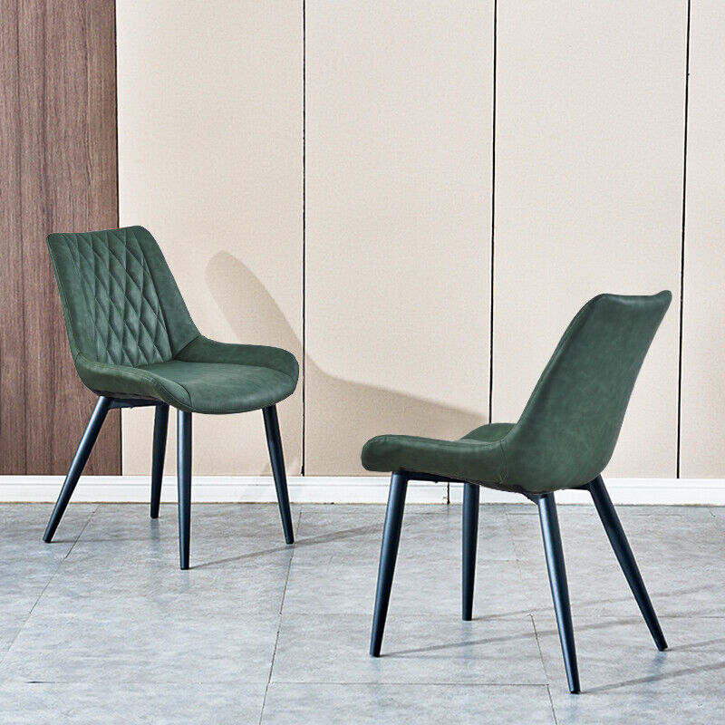 2 Pcs Faux Leather PU Padded Dining Chairs Kitchen Dining Room Chair ...