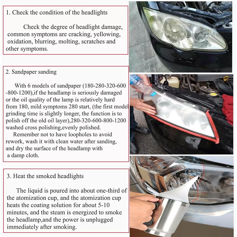 Car Repair Kit Headlight Restoration Liquid Set Polymer Kit Chemical ...