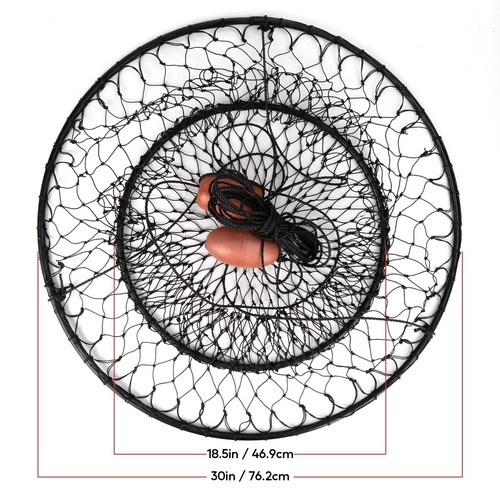 Crab Ring Trap Bait with Fishing Buoy Marker Floats Heavy Duty Net with ...