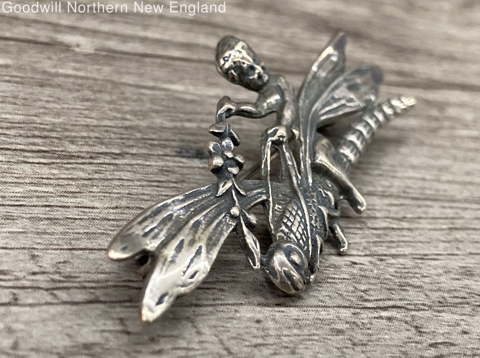 Unmarked Tests 925 Sterling Silver Ride A Dragonfly Rider Pin Brooch 2 ...