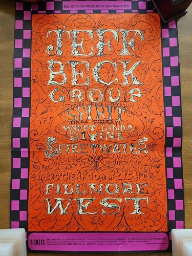 JEFF BECK SPIRIT BG 148 FILLMORE concert poster LEE CONKLIN BILL GRAHAM ...