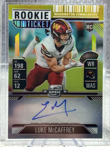 2024 Contenders Optic Luke McCaffrey Rookie Ticket On Card Auto Gold 10 ...