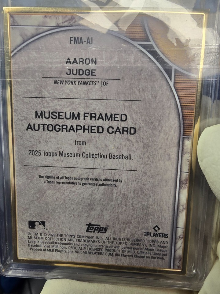 2025 Topps Museum Collection Aaron Judge Gold Frame Gold Ink Auto /10 ...