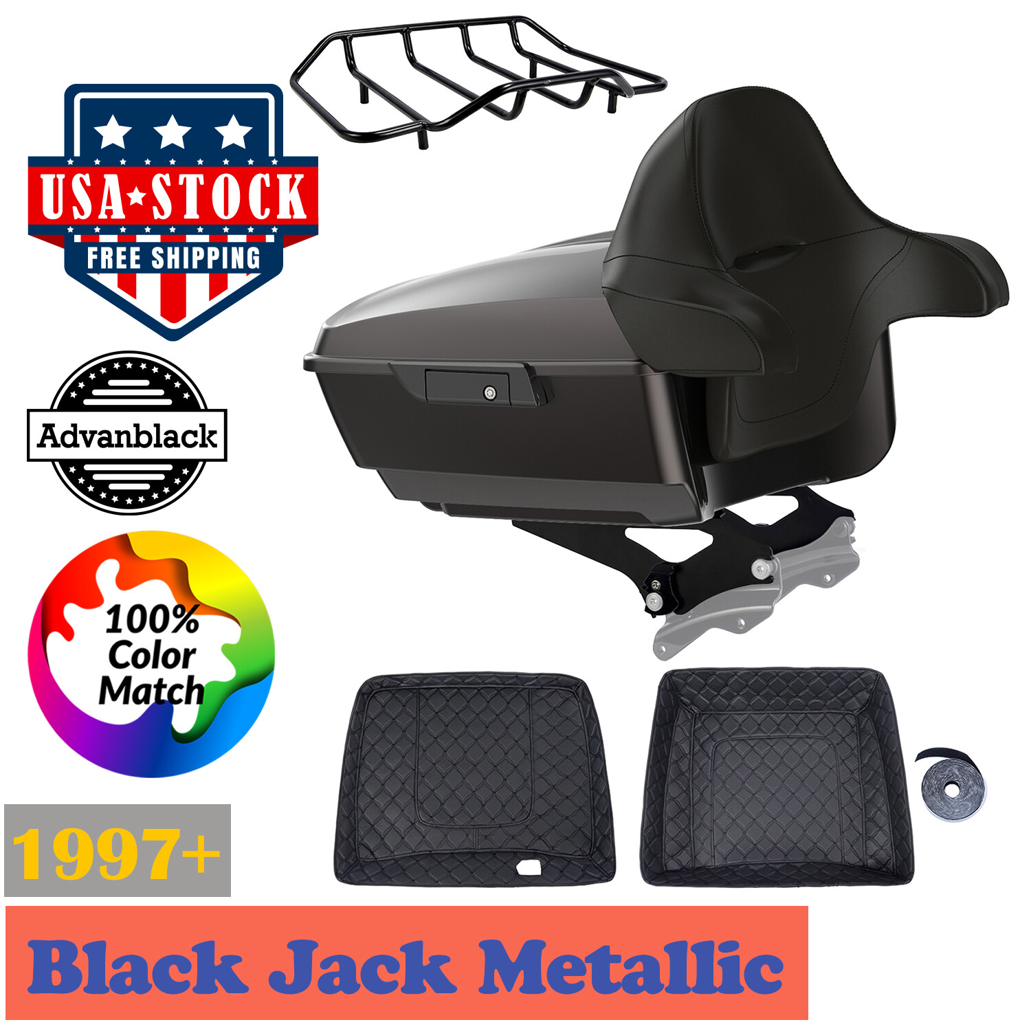 Advan Black Jack Metallic King Tour Pak Pack Fits Harley FLHR FLHXS ...