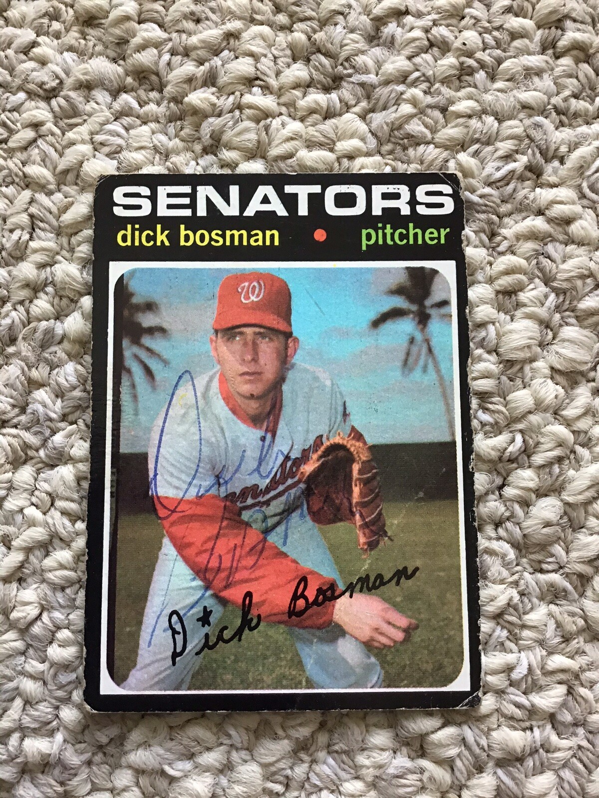 WASHINGTON SENATORS DICK BOSMAN AUTOGRAPHED 1971 TOPPS BASEBALL CARD VG ...