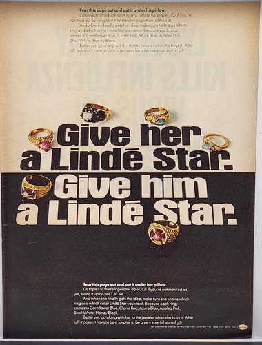 1968 Linde Star Rings Give Him Her A Linde Star Park Ave NY Vtg Color ...
