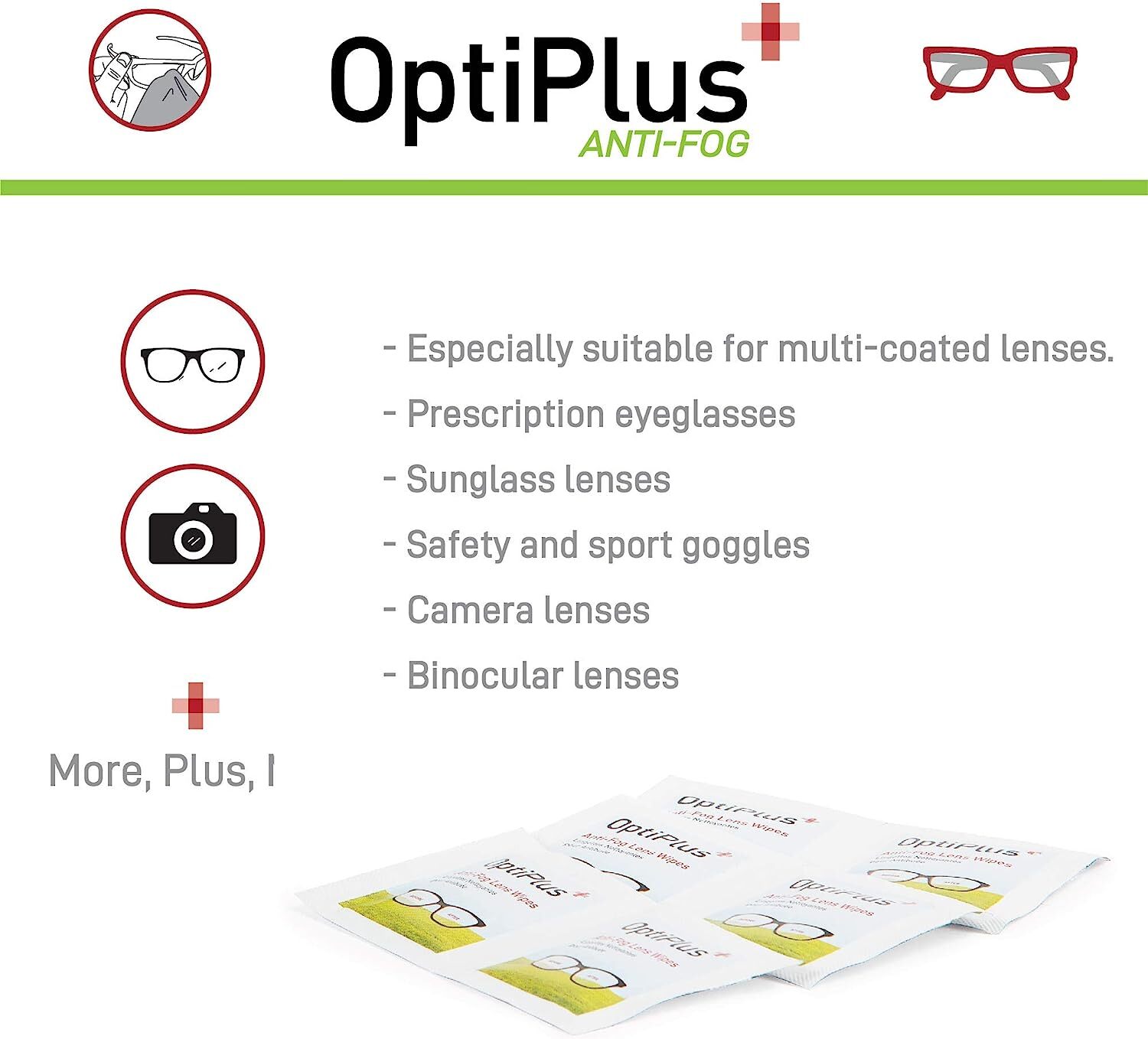 Optiplus Anti-fog Lens Wipes Cleaner Travel Purse Healthcare Sport ...