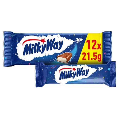 Milky Way Nougat & Milk Chocolate Snack Bars Multipack, 12 x 21.5g ...