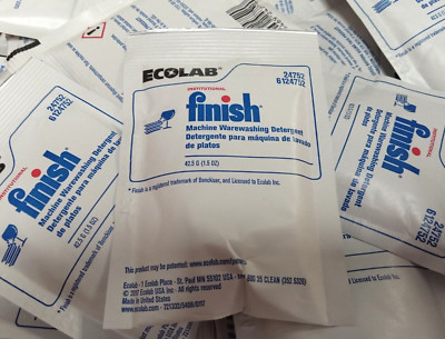 50 Pack - EcoLab Institutional Finish Machine Washing Detergent Ind ...