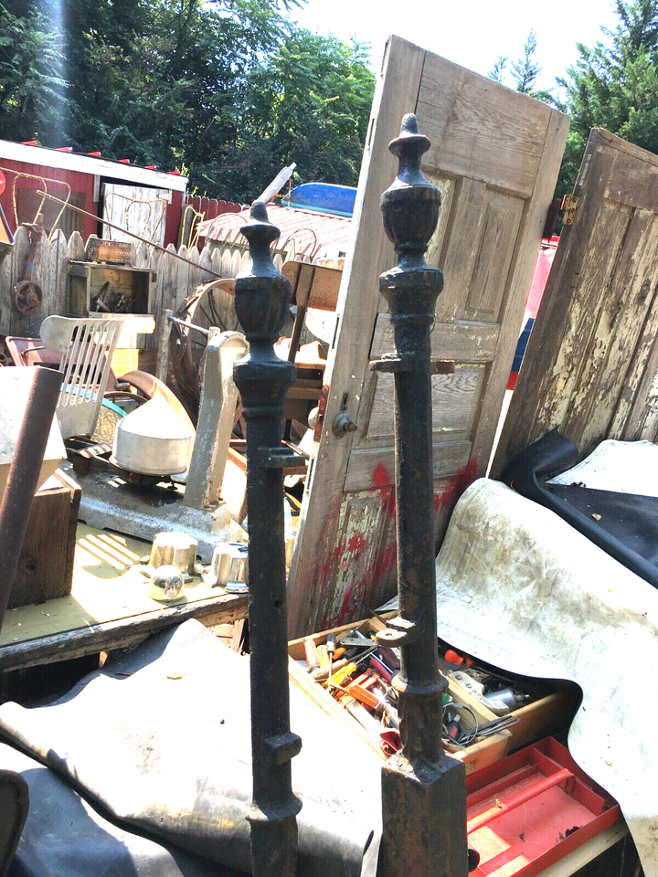 Antique Pair Cast Iron Fence Post Architectural Salvage Victorian Fence ...