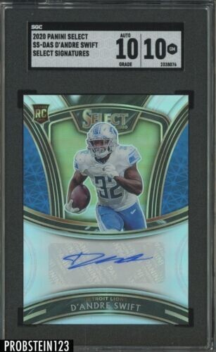 D'Andre Swift RC - 2020 Panini Select Silver Prizm Rookie AUTO SGC 10 ...