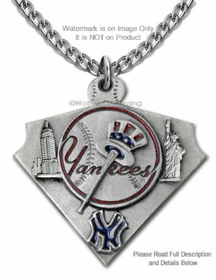 NEW YORK YANKEES NECKLACE STAINLESS STEEL CHAIN - MLB BASEBALL - FREE ...