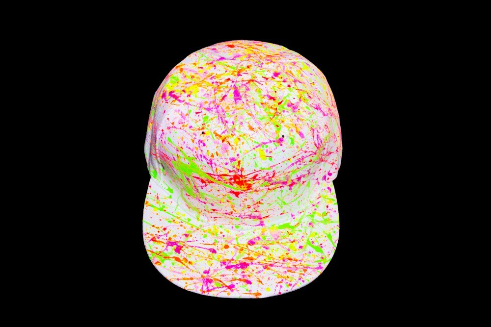 Custom splatter paint black light neon retro style trucker hat baseball ...