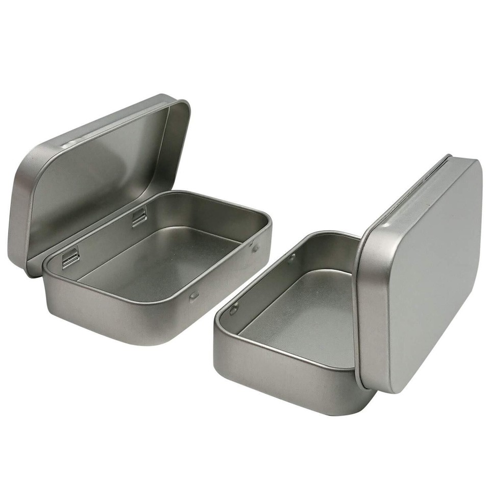 Metal Hinged Tin Box Container Mini Portable Small Storage Kit With Lid ...