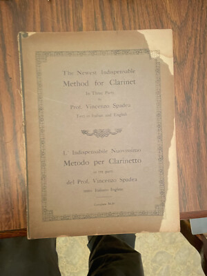 METHOD FOR CLARINET IN THREE PARTS PROF. VINCENZO SPADEA 1930's ITALY ...