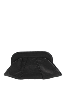 Lauren Merkin Womens Textured Leather Hinged Clutch Bag Black | eBay
