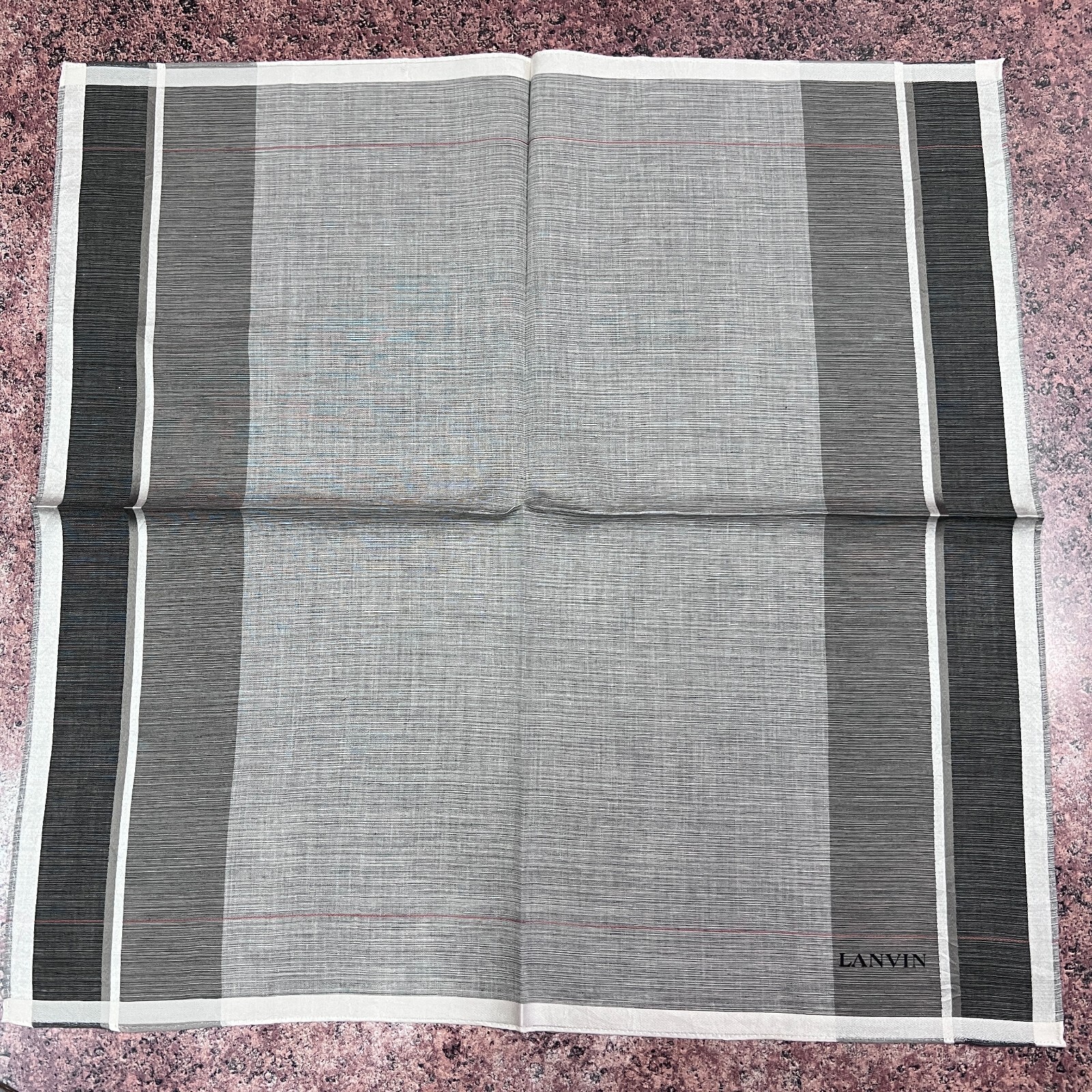 TREE TONE GRAY HANDKERCHIEF CLASSIC ART STRIPED VTG C… - Gem