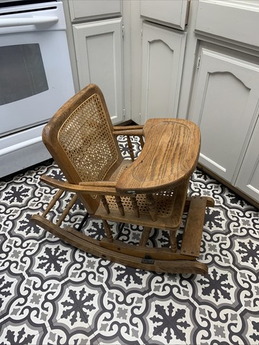 RARE Antique/Vintage Adjustable Height Rocking/Highchair Works SEE ...