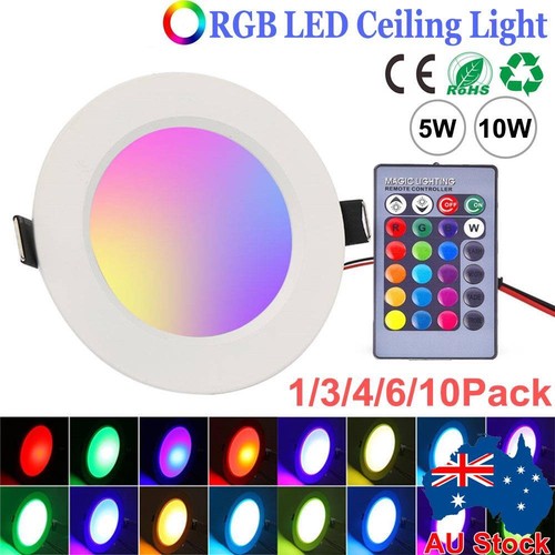 5-10W RGBW Color-Changing LED Panel Ceiling Lights Recessed Round ...