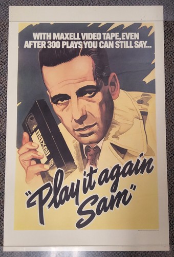 Maxell VHS Tape Poster 1983 Promo Casablanca Humphrey Bogart Vintage ...